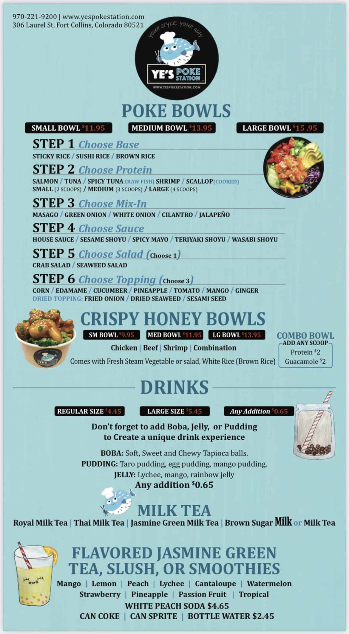 Menu | Ye's Poke Station